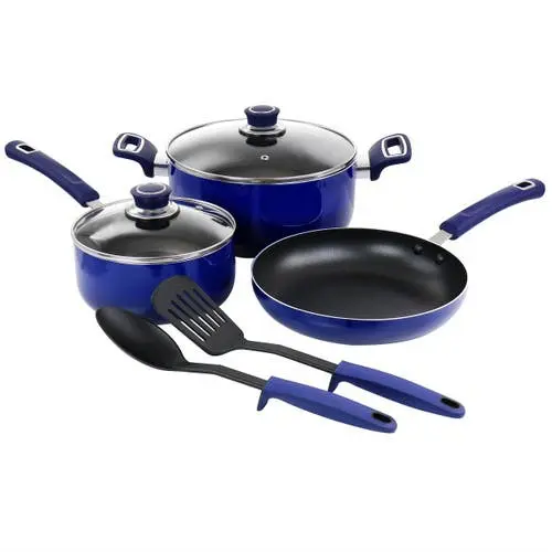OSTER 7 Piece Non Stick Aluminum Cookware Set - Blue