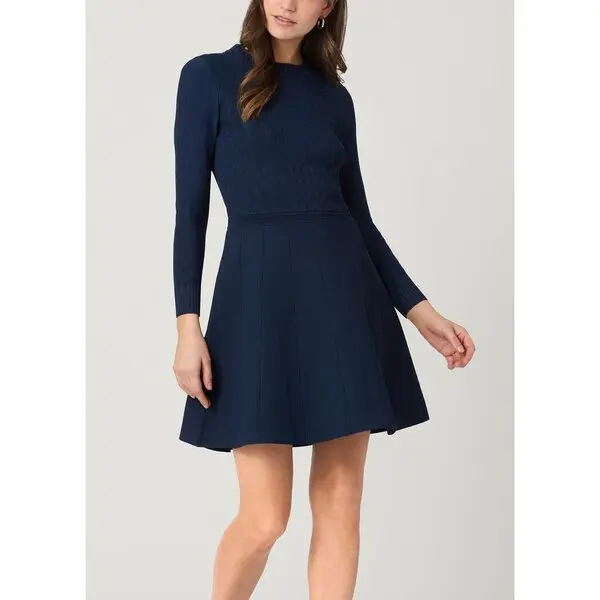 Shoshanna Elliot Cable Texture Knit Dress - Navy