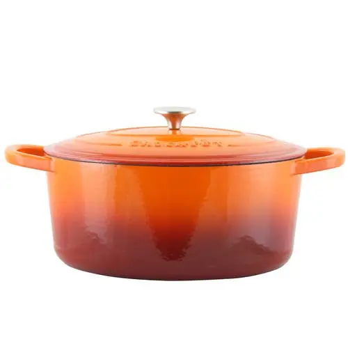 CROCK-POT 7 Quart Enameled Cast Iron Oval Dutch Oven - Orange