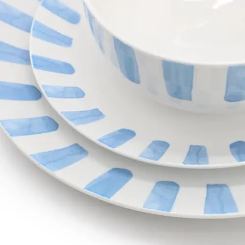 GIBSON HOME Pacific Waves 12 Piece Round Ceramic Dinnerware Set