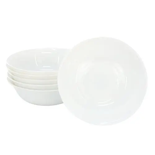 GIBSON ULTRA Ultra Shadow 6 Piece 6.5 Inch Opal Glass Cereal Bowl Set - White