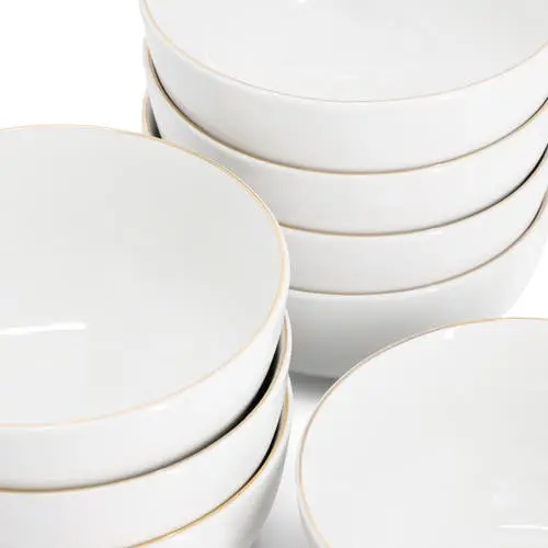 GIBSON HOME Ogalla 8 Piece Fine Ceramic 6 Inch 22 Ounce Cereal Bowl Set