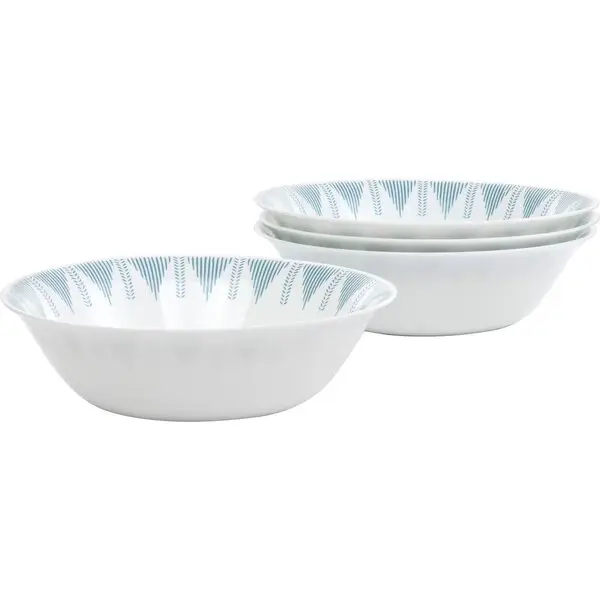 ULTRA BY GIBSON Piper Point 4 Piece 7.5 Inch Round Tempe Opal Glass Bowl Set - Blue