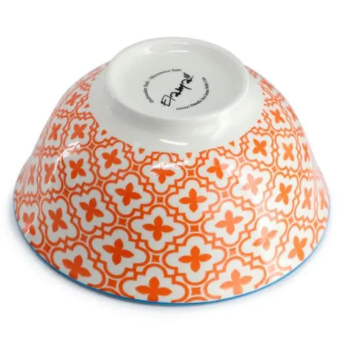 ELAMA Roxey 6 Piece Assorted Design 20oz Porcelain Footed Bowl Set Color
