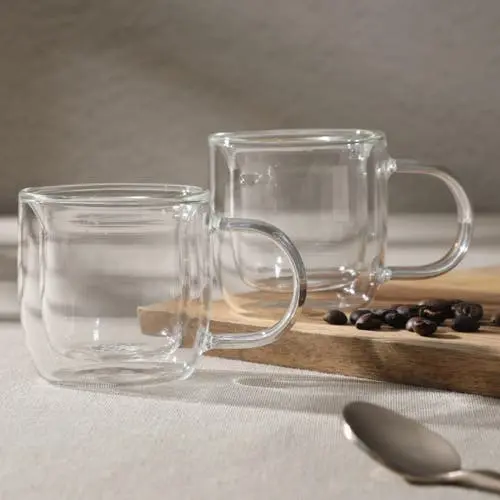 MR. COFFEE Salon Espresso 2 Piece 3 Ounce Double Wall Insulated Glass Mug Set