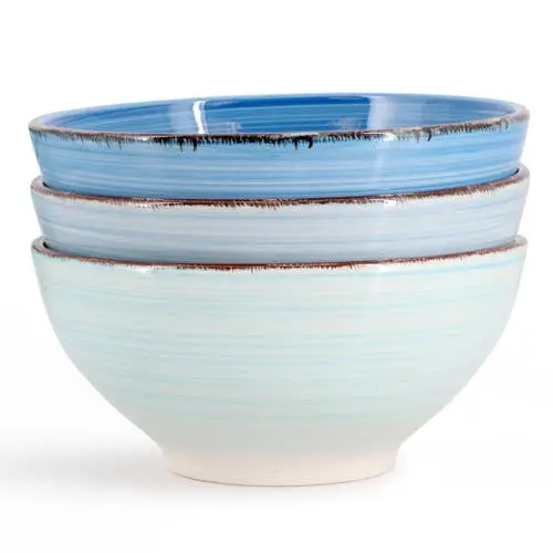 ELAMA Blue Ridge 6.25 Inch 6 Piece Round Stoneware Bowl Set
