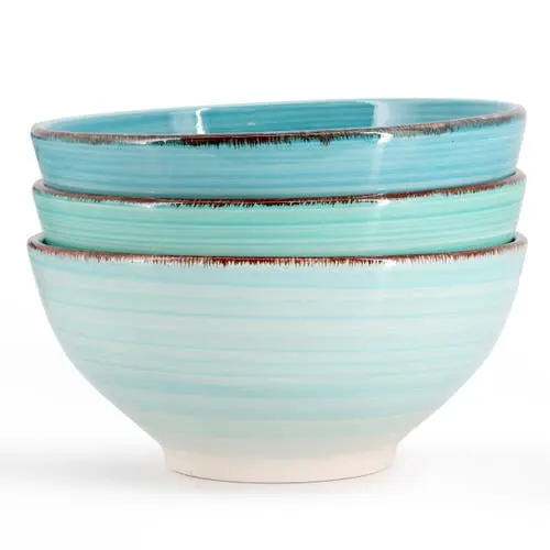 ELAMA Blue Ridge 6.25 Inch 6 Piece Round Stoneware Bowl Set
