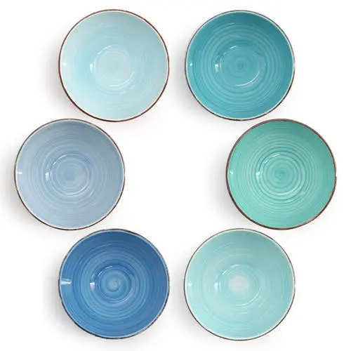 ELAMA Blue Ridge 6.25 Inch 6 Piece Round Stoneware Bowl Set