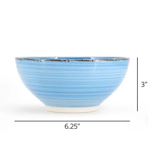 ELAMA Blue Ridge 6.25 Inch 6 Piece Round Stoneware Bowl Set