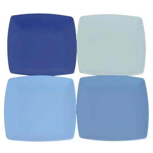 GIBSON HOME Grayson 4 Piece 10.5 Inch Square Melamine Dinner Plate Set