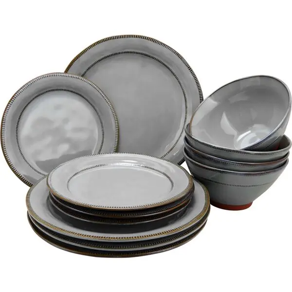 GIBSON ELITE Terranea 12 Piece Dinnerware Set - Grey