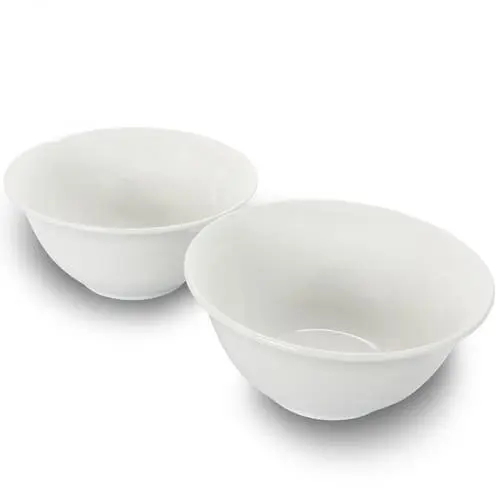 GIBSON HOME 2 Piece 7.5 Inch Ceramic All-purpose Round Bowl Set - White