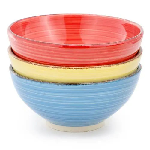 ELAMA Color Ridge 6.25 Inch 6 Piece Round Stoneware Bowl Set