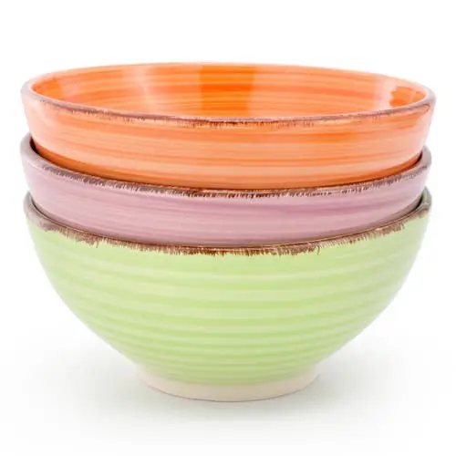 ELAMA Color Ridge 6.25 Inch 6 Piece Round Stoneware Bowl Set