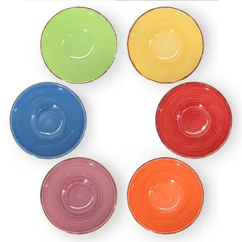 ELAMA Color Ridge 6.25 Inch 6 Piece Round Stoneware Bowl Set