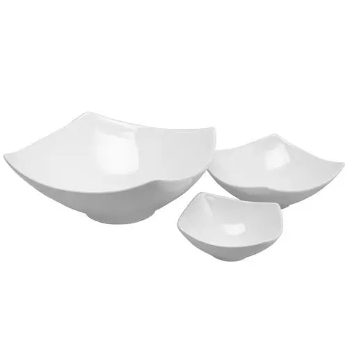 GIBSON ELITE Gracious Dining 3-piece Stoneware Square Bowl Set - White
