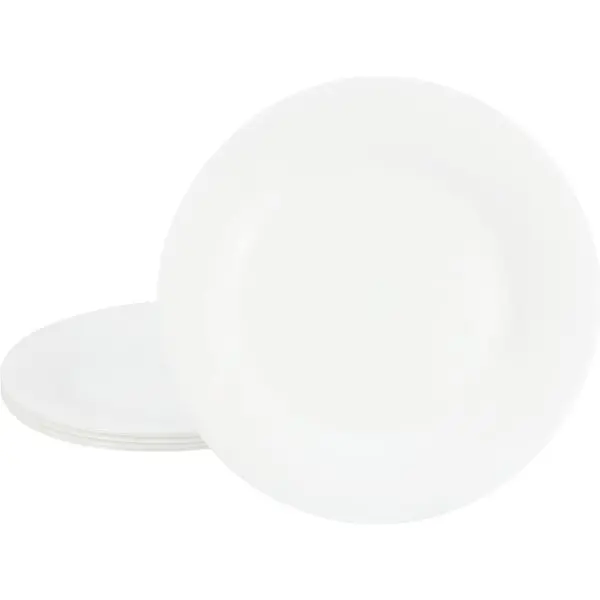 Gibson Ultra Shadow 6 Piece 10 Inch Opal Glass Dinner Plate Set - White