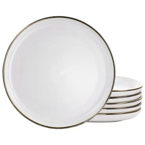 ELAMA Arthur 6 Piece Stoneware Dinner Plate Set - White