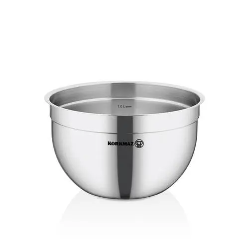 KORKMAZ Gastro Proline 5.4 Quart Stainless Steel Mixing Bowl - Silver