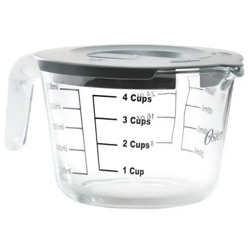 OSTER Coolidge 4 Cup Glass Measuring Cup With Snap On Lid - Clear