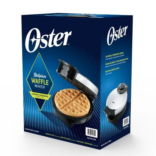 OSTER Stainless Steel Belgian Waffle Maker With Adjustable Temperature Control