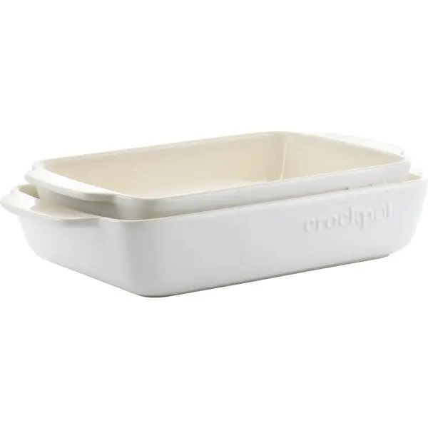CROCKPOT 2.5 Quart And 3.5 Quart Rectangular Stoneware Bake Pan Set