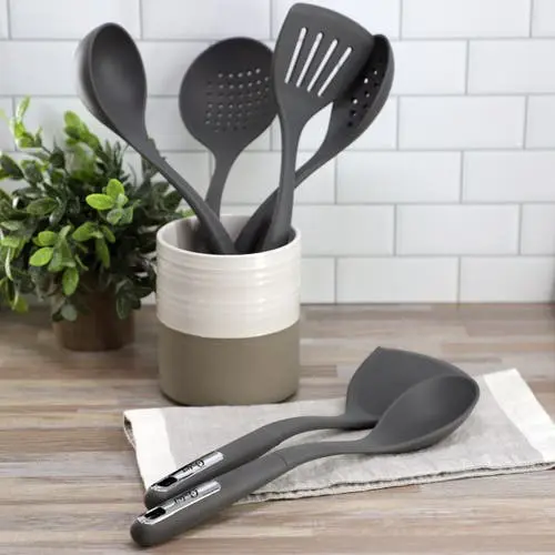 OSTER Ridgecrest 2 Piece Silicone Kitchen Tool Serving Spoon And Turner Set
