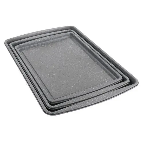 OSTER 3 Piece Carbon Steel Cookie Sheet Set - Grey