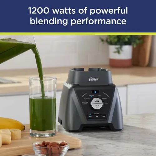 OSTER Texture Select 8 Cup 1200 Watt All Metal Drive Plastic Jar Blender With 9 Settings