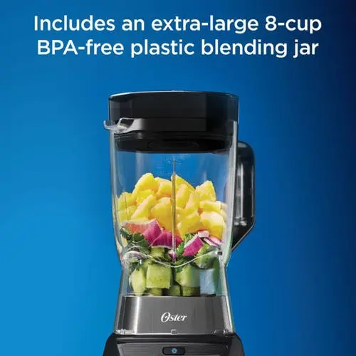 OSTER Texture Select 8 Cup 1200 Watt All Metal Drive Plastic Jar Blender With 9 Settings