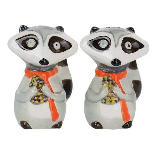 GIBSON HOME Woodland Raccoon 2 Piece Hard Dolomite Salt And Pepper Set - Multi