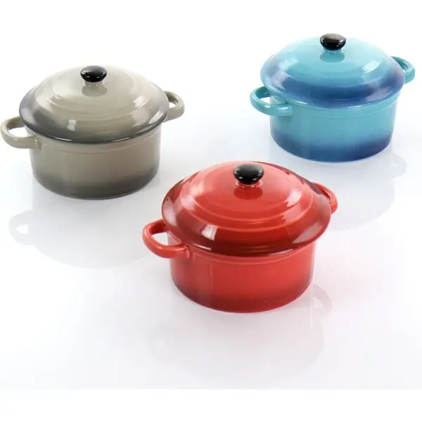 CROCK-POT Pembury 3 Piece 9.6 Ounce Stoneware Assorted Casserole Dish Set - Red