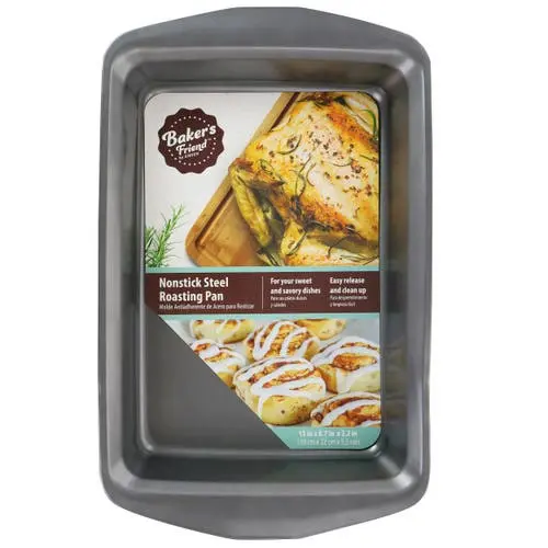 GIBSON HOME Baker's Friend 16.75 Inch Nonstick Steel Roasting Pan