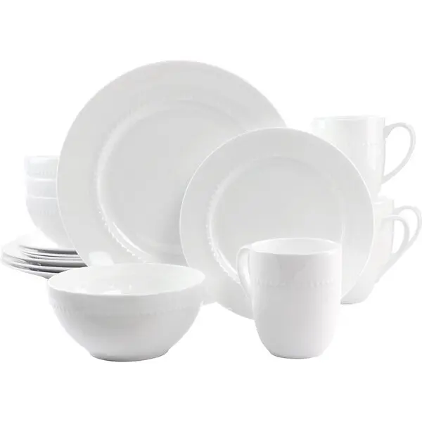 GIBSON ELITE 16 Piece Embossed Bone China Dinnerware Set