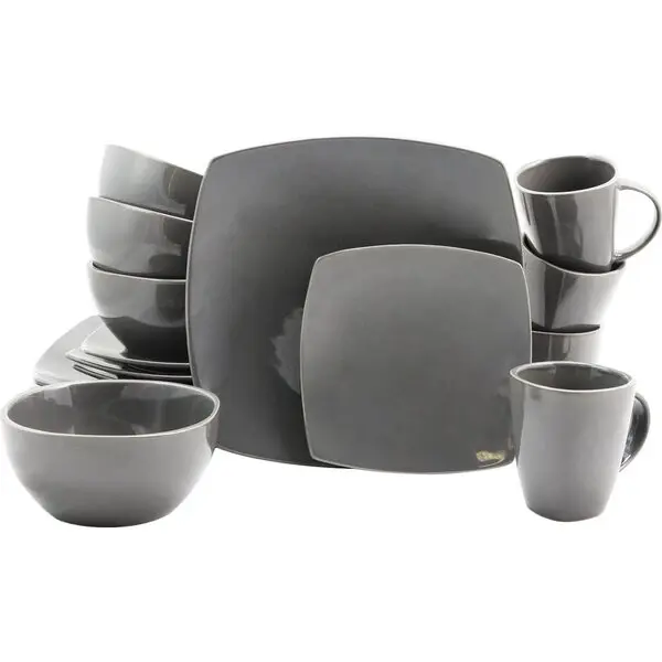 GIBSON HOME Square Dinnerware Set - Grey