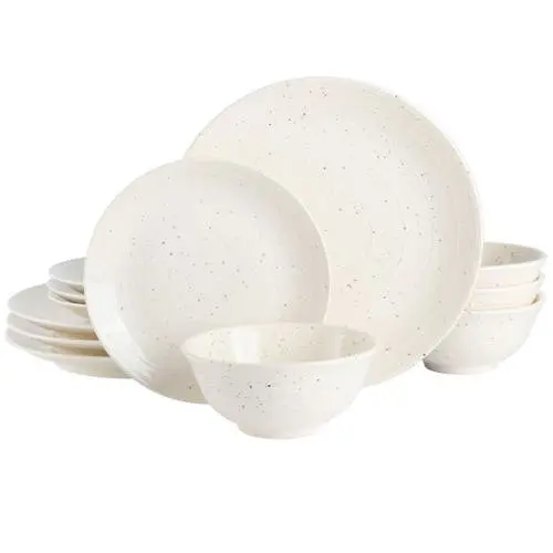 GIBSON ELITE Ramapo 12 Piece Stoneware Dinnerware Set Speckle