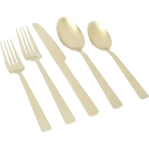 GIBSON ELITE Earlston 20 Piece Stainless Steel Flatware Set - Metallic Gold