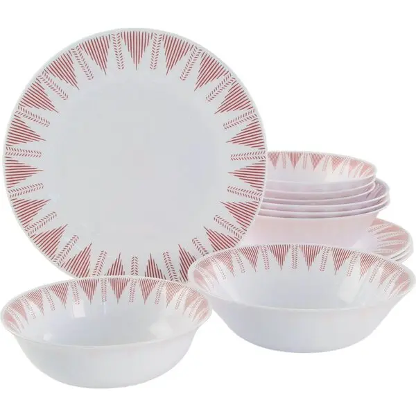 ULTRA BY GIBSON Piper Point 12 Piece Opal Glass Dinnerware Set - White