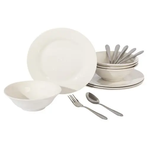 GIBSON EVERYDAY Everyday Yarbury 16 Piece Fine Certamic Dinnerware Set - White
