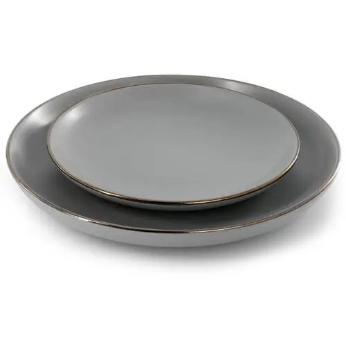 GIBSON HOME Rockaway 16 Piece Stoneware Gold Rimmed Dinnerware Set