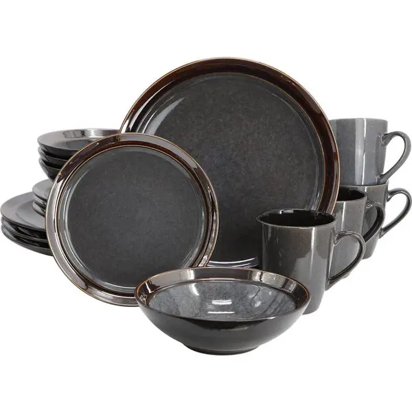 GIBSON ELITE Priya 16 Piece Stoneware Reactive Glaze Dinnerware Set