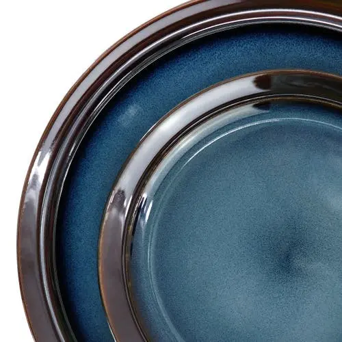 GIBSON ELITE 16 Piece Priya Reactive Glaze Stoneware Dinnerware Set