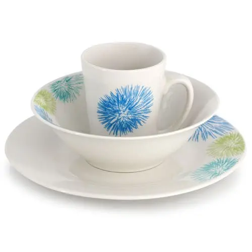 GIBSON HOME Blue Meadow 12 Piece Fine Ceramic Dinnerware Set