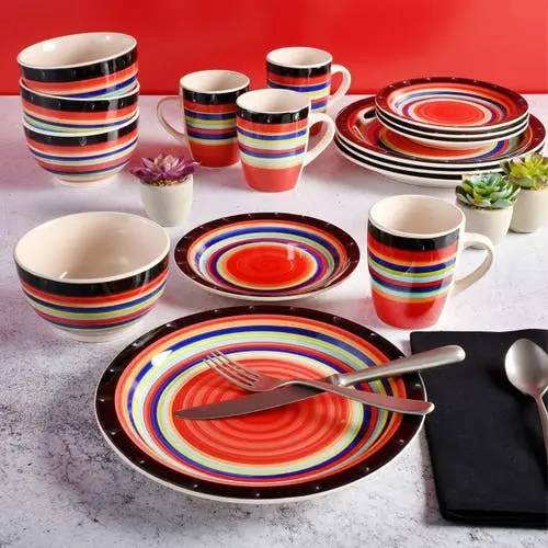 GIBSON HOME Casa Stellar 16 Piece Round Stoneware Dinnerware Set