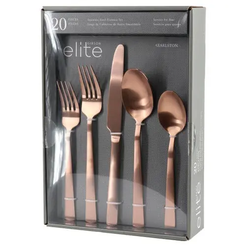 GIBSON ELITE Earlston 20 Piece Stainless Steel Flatware Set - Metallic Rust/copper