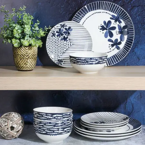 GIBSON HOME Eliza 12 Piece Ceramic Dinnerware Set