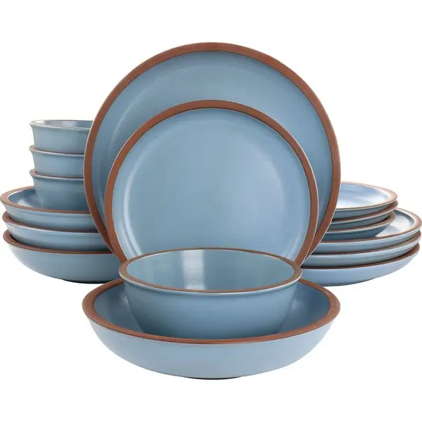 SOHO LOUNGE Lagos 16 Piece Terracotta Double Bowl Dinnerware Set
