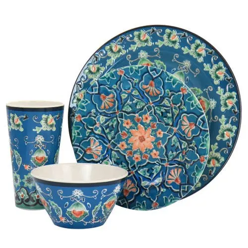 GIBSON HOME 16 Piece Tacoma Melamine Dinnerware Set