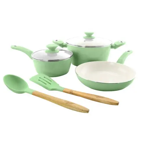 GIBSON HOME Plaza Cafe 7 Piece Essential Core Aluminum Cookware Set