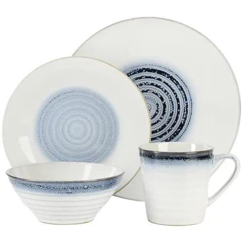 GIBSON ELITE Spiral Embossed 16 Piece Stoneware Dinnerware Set